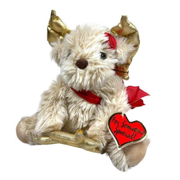 Jqelson | Toys | Cupid Teddy Bear Beige Plush Toy Red Bow Golden Wings ...